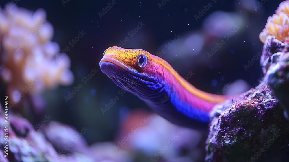 4K Realistic Ribbon eel changing colors as it matures, coral reef ...