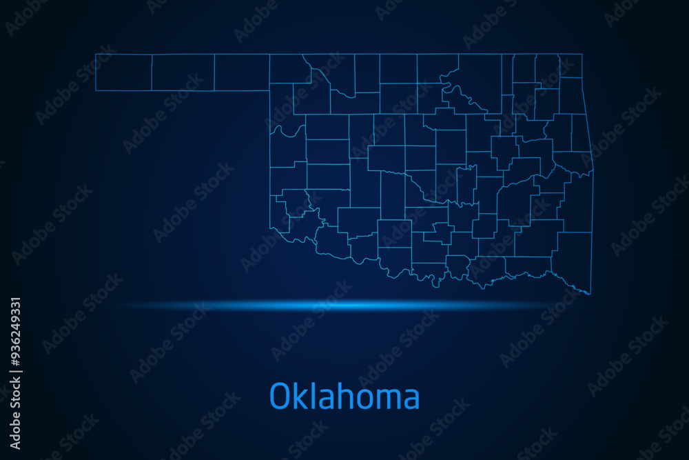 Abstract High Detailed Glow Blue Map on Dark Background of Map of ...