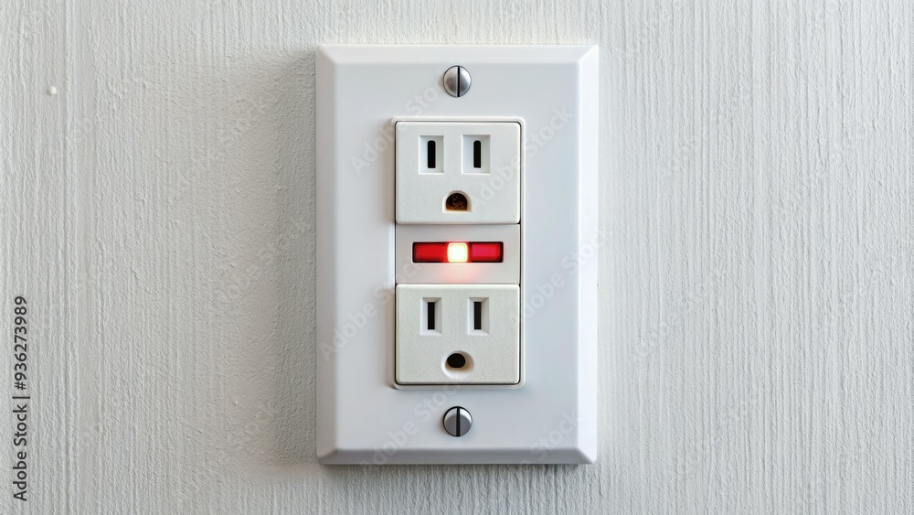 A Ground Fault Circuit Interrupter (GFCI) outlet with a reset button ...