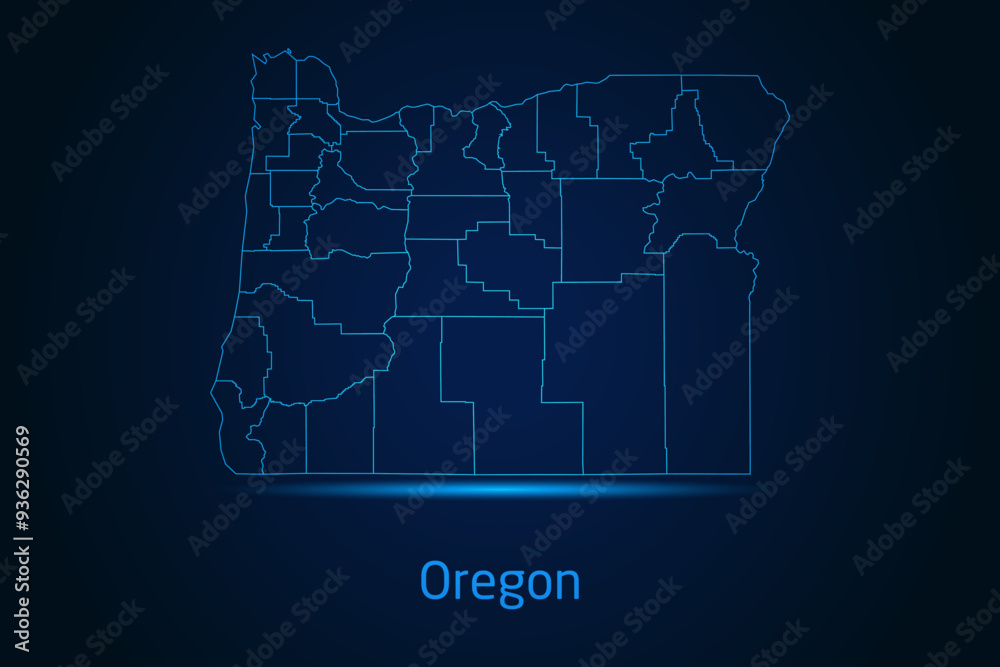 Abstract High Detailed Glow Blue Map on Dark Background of Map of ...
