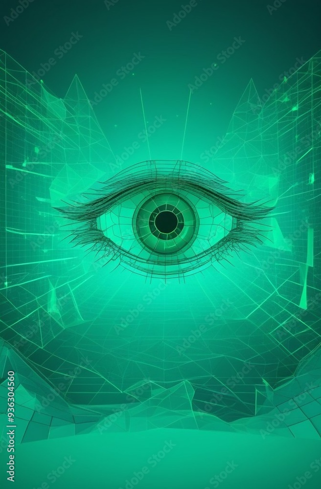 green science background, watching eye, cameras, big brother ...