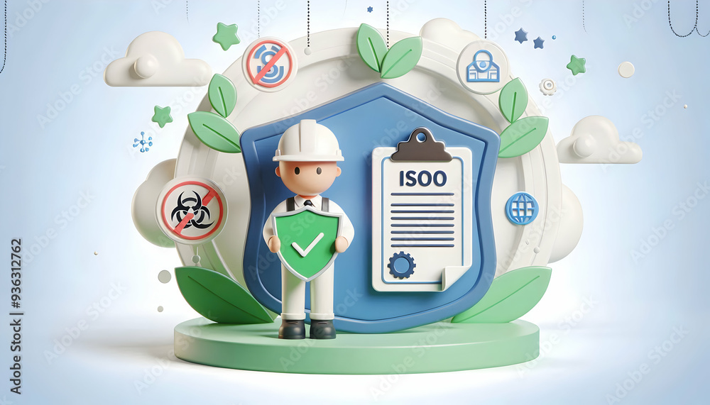 3d Flat icon as Environmental Health and Safety Officer with Shield and ...