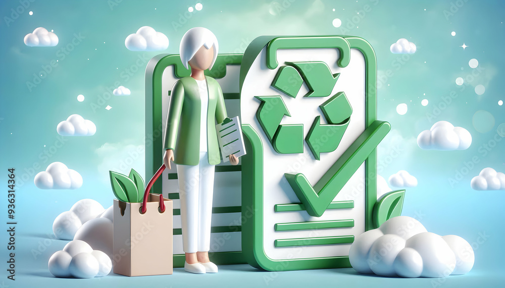 3d Flat icon as Green Compliance Officer with Checklist and ...