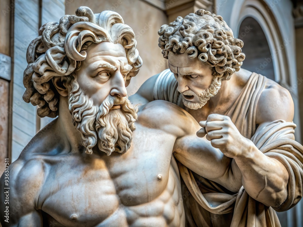 Ancient Roman white marble sculpture of Polyphemus tormenting a ...