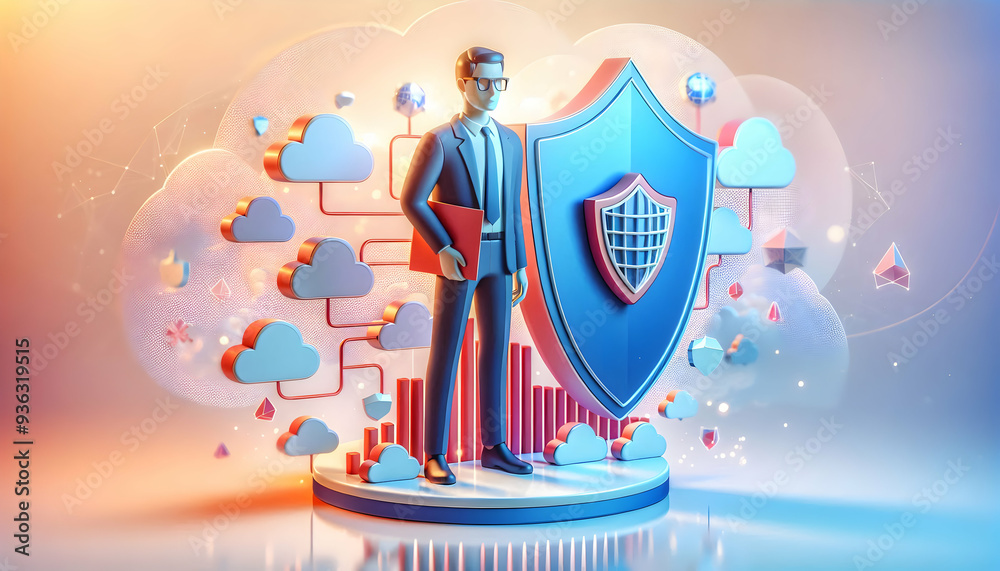 3d Flat icon as Risk Analyst with Risk Matrix and Shield concept as An ...