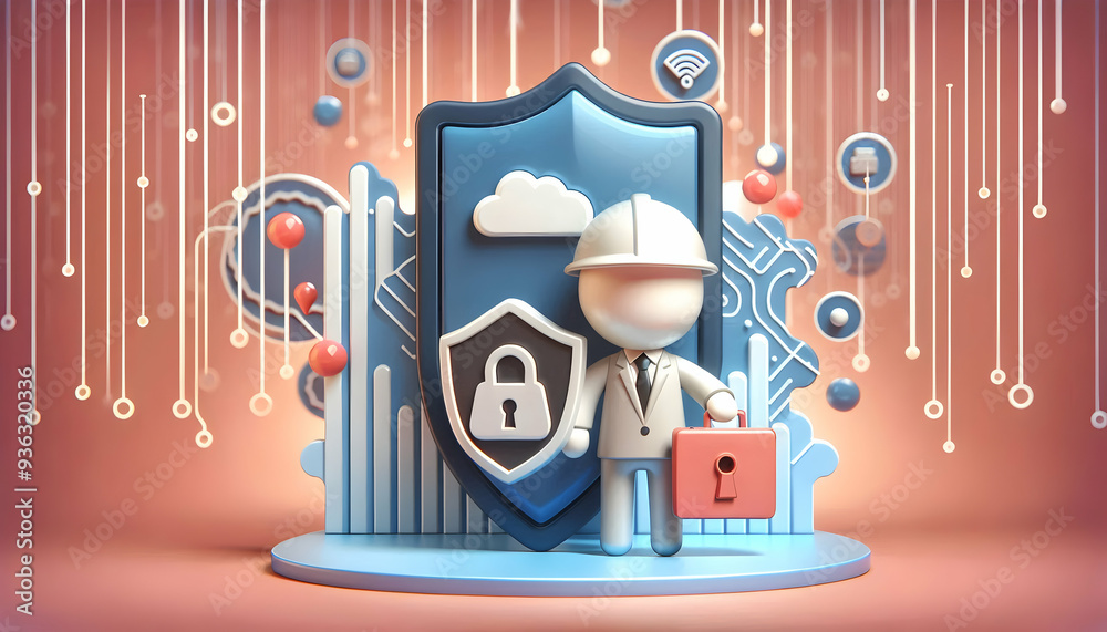 3d Flat icon as Security Manager with Risk Assessment and Shield ...