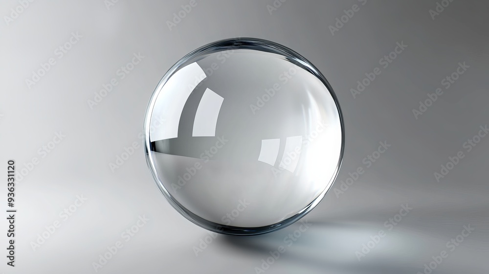Realistic three-dimensional glass ball with glares and highlights ...