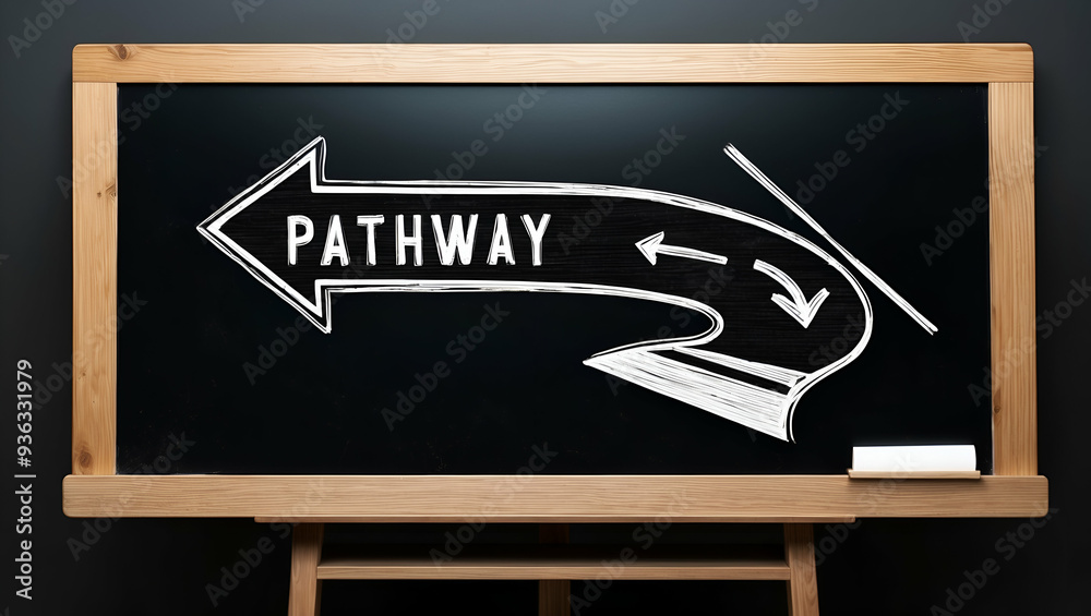 Photo Realistic as Blackboard with Arrow and Pathway concept as A ...
