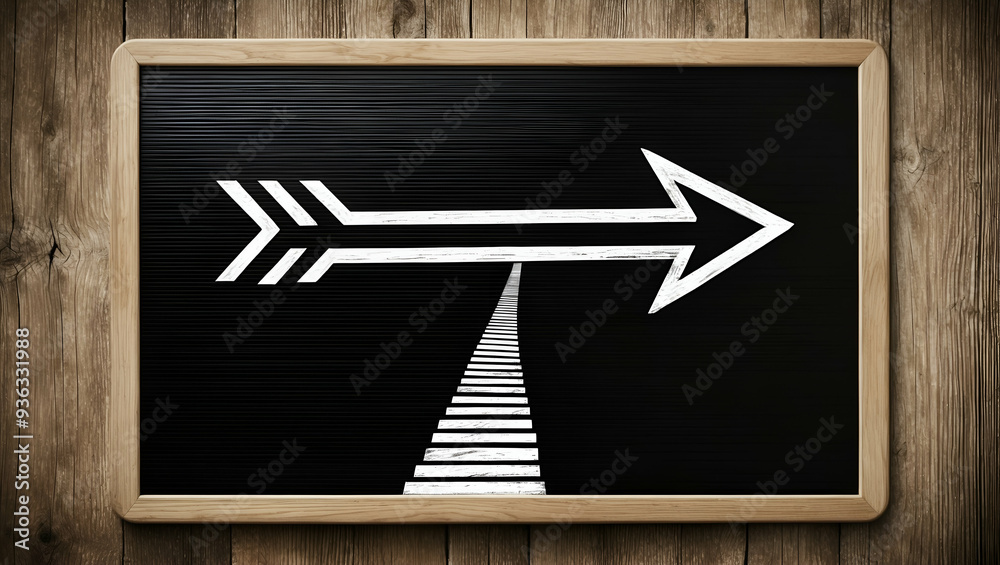 Photo Realistic as Blackboard with Arrow and Pathway concept as A ...