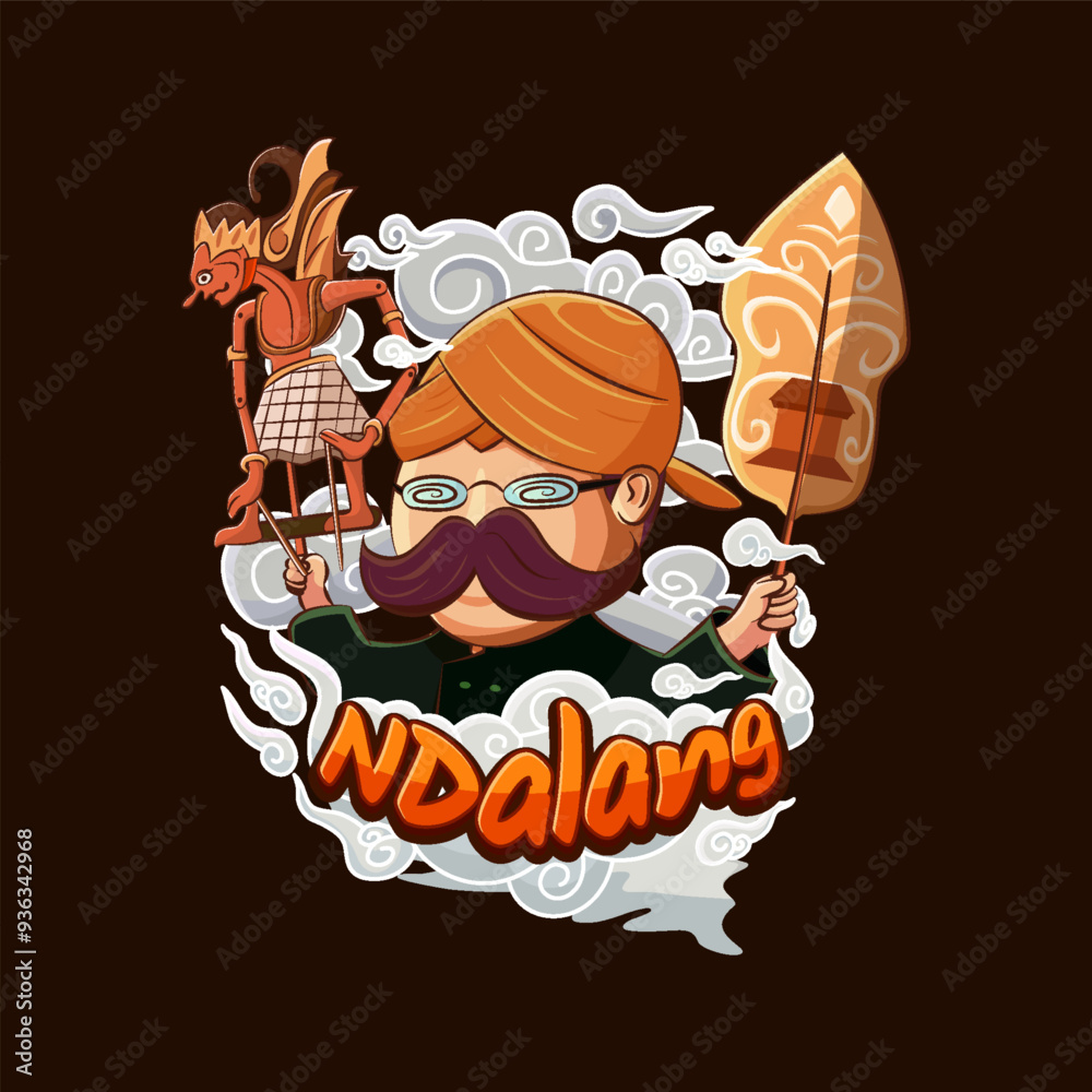 Dalang performing with wayang kulit puppets illustration. He is very ...