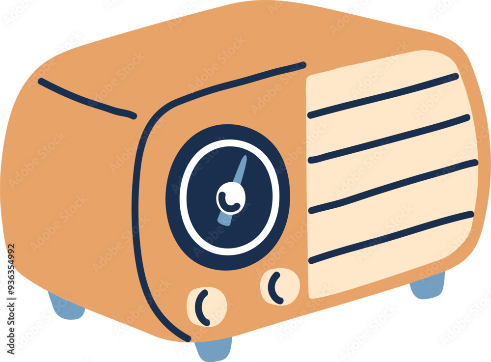 Retro radio receiver in 50s and 60s style. Old-school music station ...