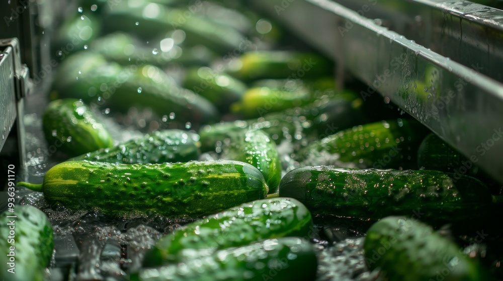 A bustling agricultural environment highlights the rigorous washing of ...