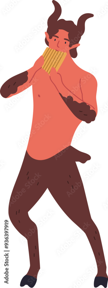 Greek mythology creature satyr vector flat illustration. Cartoon ...
