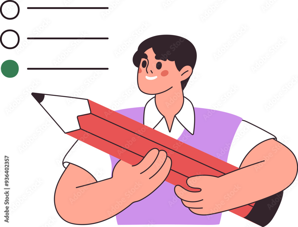 Student choosing, marking correct answer in test. Learner with pencil ...