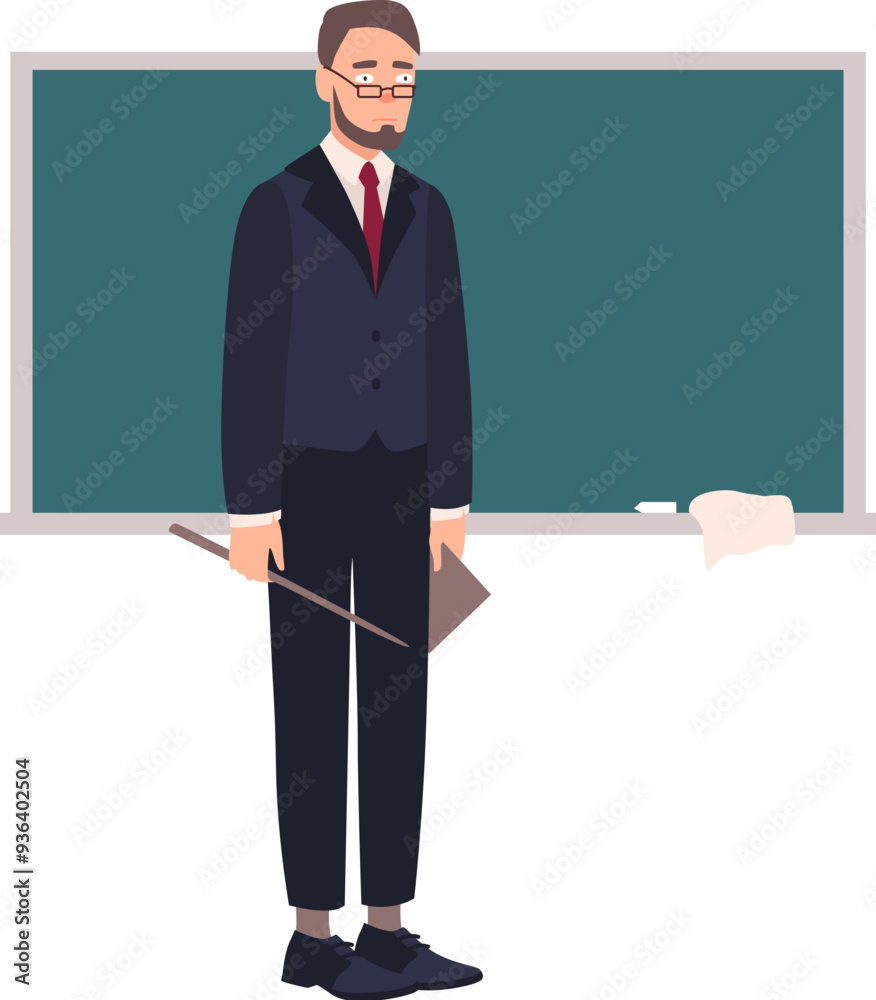 Disappointed school teacher or university professor standing beside ...