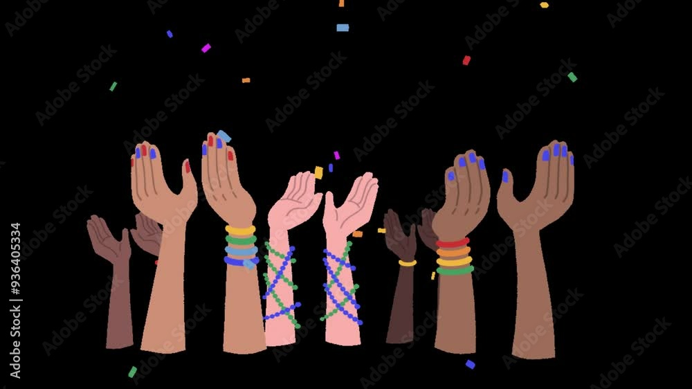 Friendship Day Hands Unity Sticker Group Cheer, Stock Overlay 4k ...