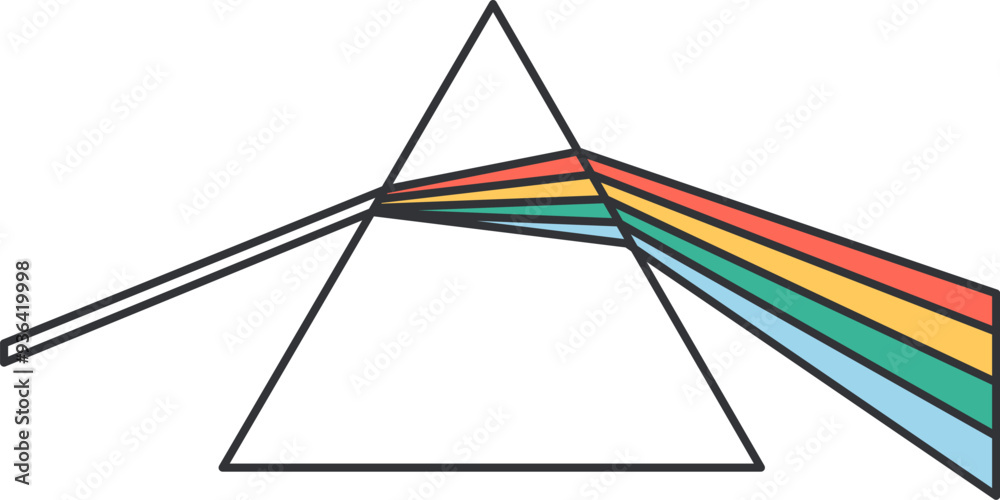 Light dispersion and refraction effect linear vector icon. Dispersive ...