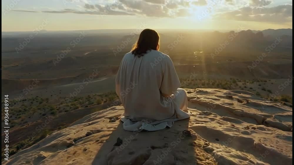 Jesus Christ praying in desert scene animation -- 4k stock video ...