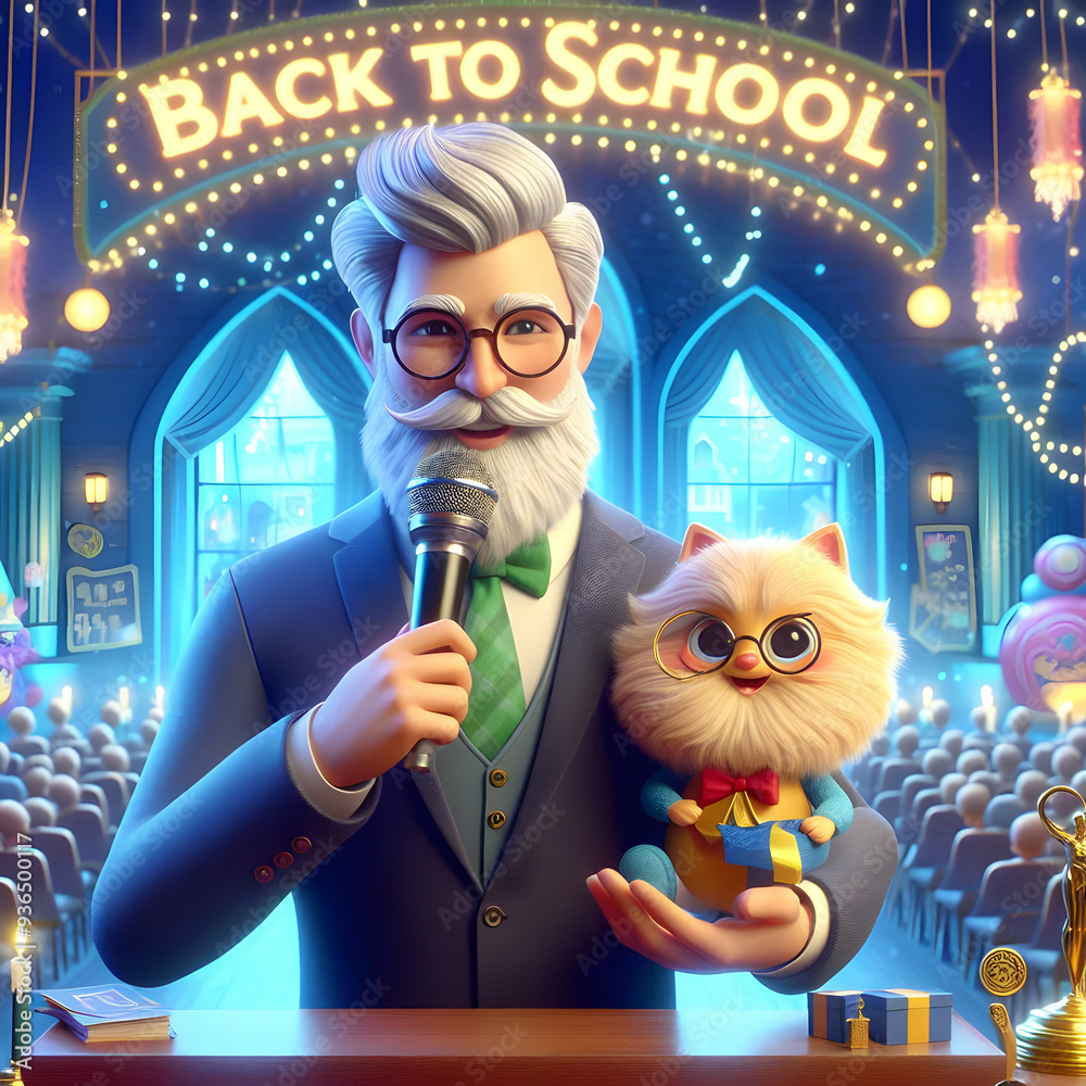 Photo Realistic as Principal with Microphone and Awards in Fantasy ...