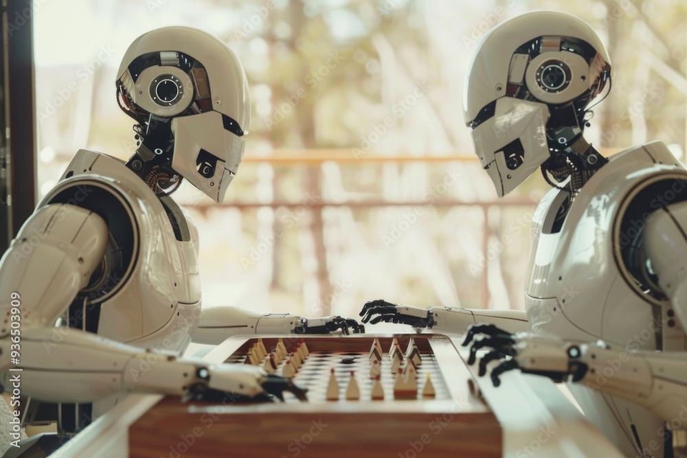 Advanced Robotics Playing Chess - Futuristic AI Competition Concept for ...