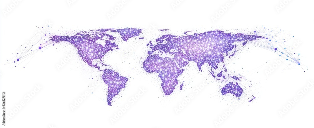 A world map made of dots and lines, the connecting points forming an ...