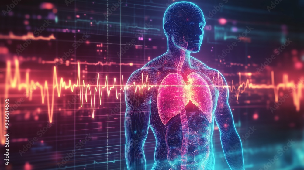 abstract visualization of human internal organs on the background of ...