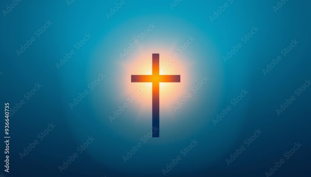 Cross on a blue background. Christian symbols. The cross of Jesus ...