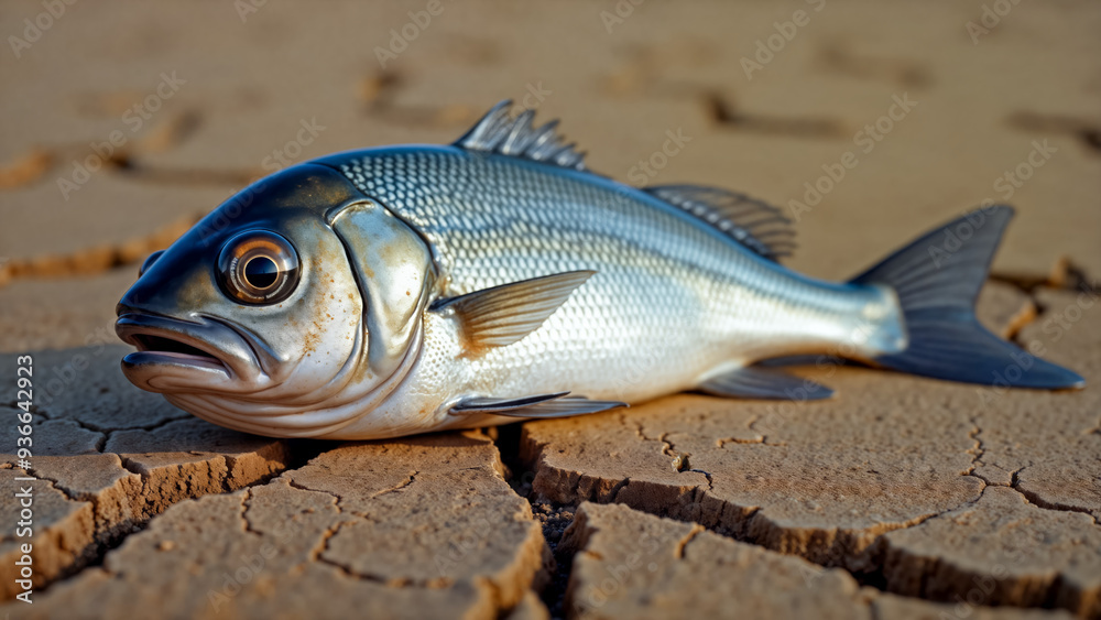 Stranded fish on cracked, dry earth symbolizing 'Fish out of water ...