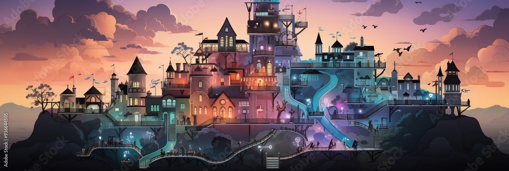 Vector depiction of complex flowchart symbolizing strategic thinking ...