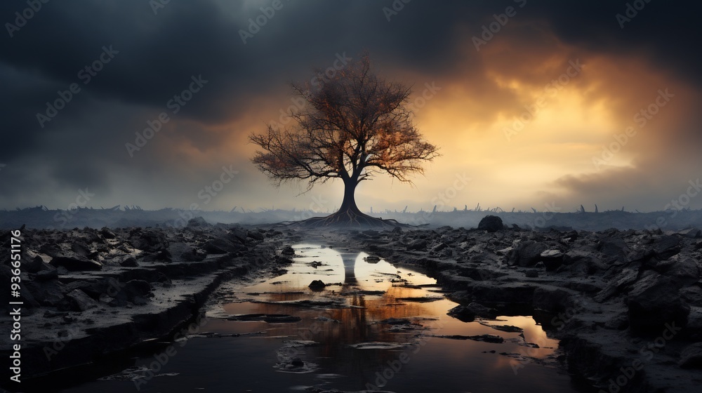 Vector depiction of tree deep roots anchoring against powerful storm ...