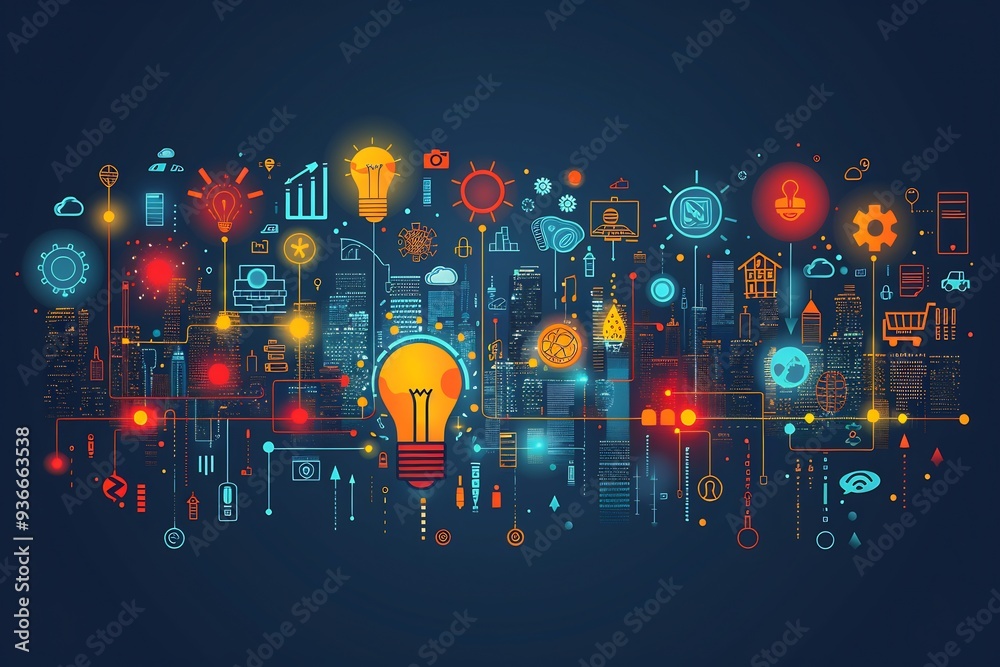 Vector infographic showing flow of ideas single spark of inspiration ...