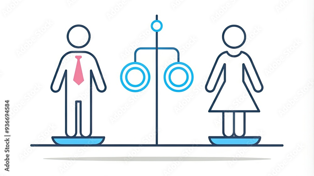 Simple outline icons of a man and woman in a modern line style ...