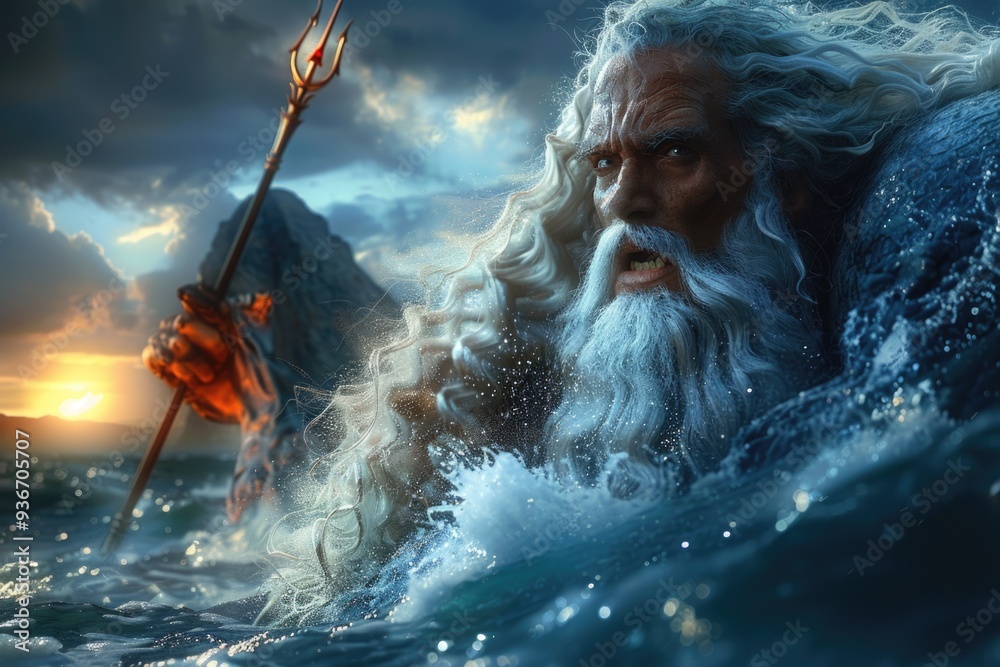 Mighty oceanic deity: Poseidon, Neptune the greek god of the sea and ...