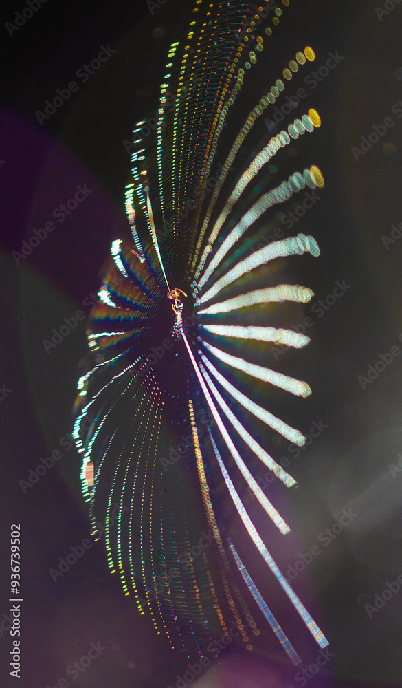 Physical phenomena created by sunlight and a spider web. Observes ...