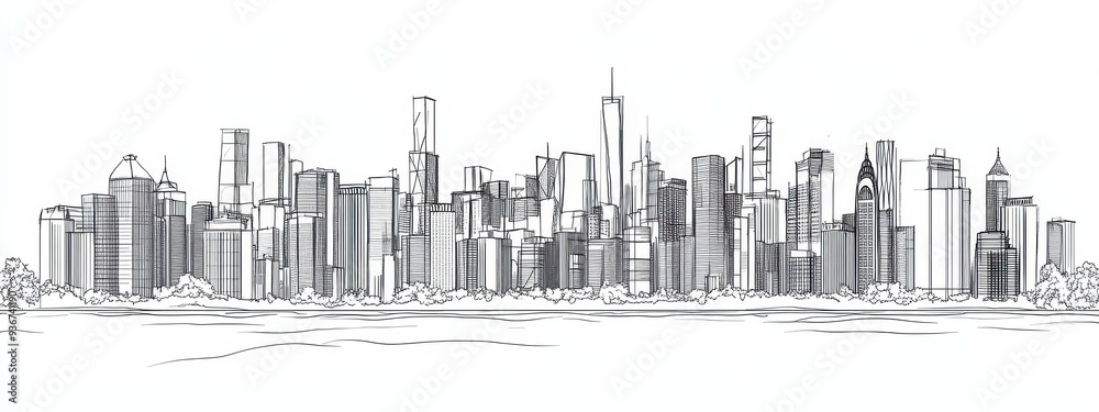 Building city line one continuous outline single art sketch skyline ...