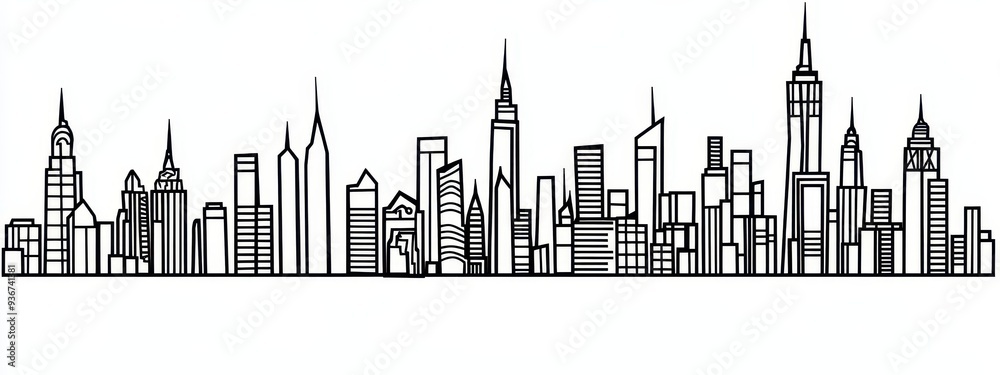 Building city line one continuous outline single art sketch skyline ...