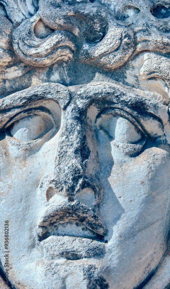 Statue, face and sculpture for history, road trip or turkey culture ...