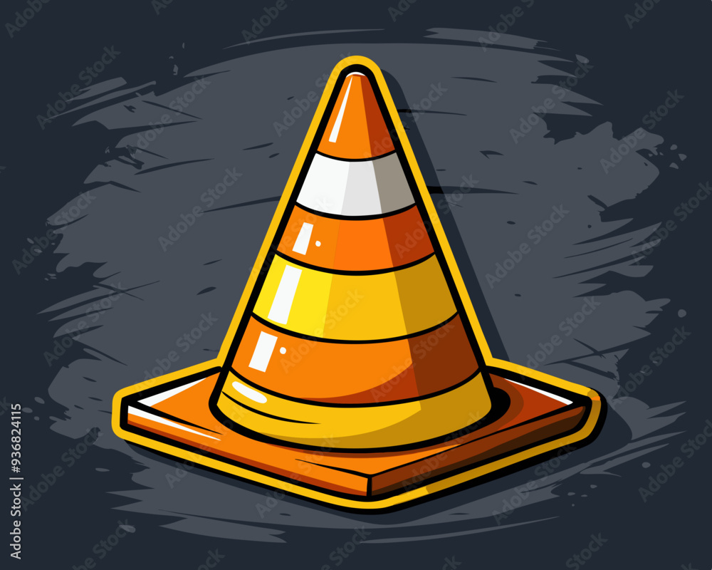 cartoon vector illustration of traffic cone, isolated background, road ...