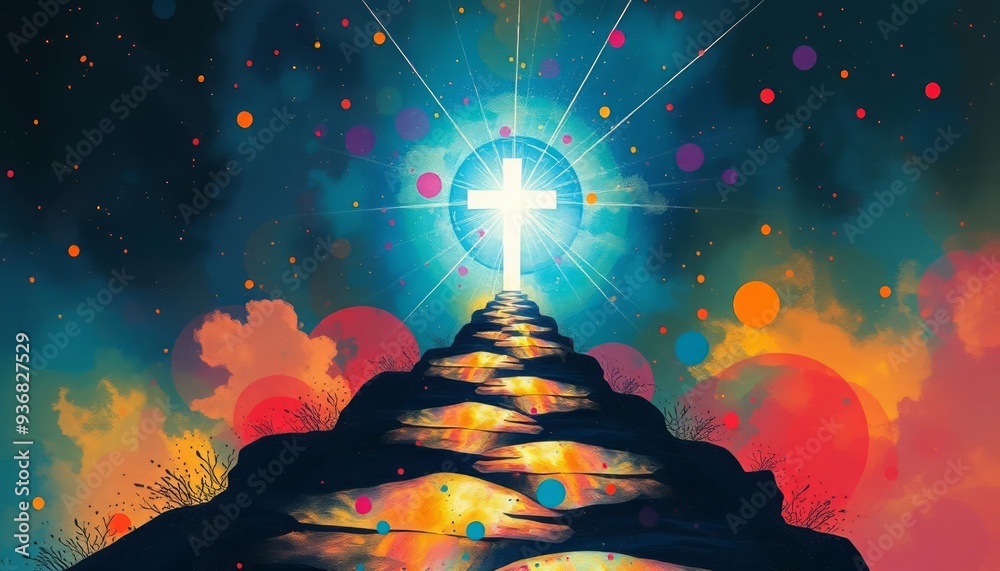 Cross on abstract background. Christian religion concept. 3D Rendering ...