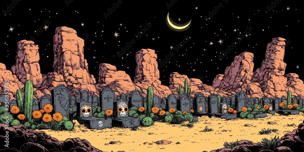 Nostalgic Pixel Art Landscape: Desert Night Scene with Rocky Formations ...