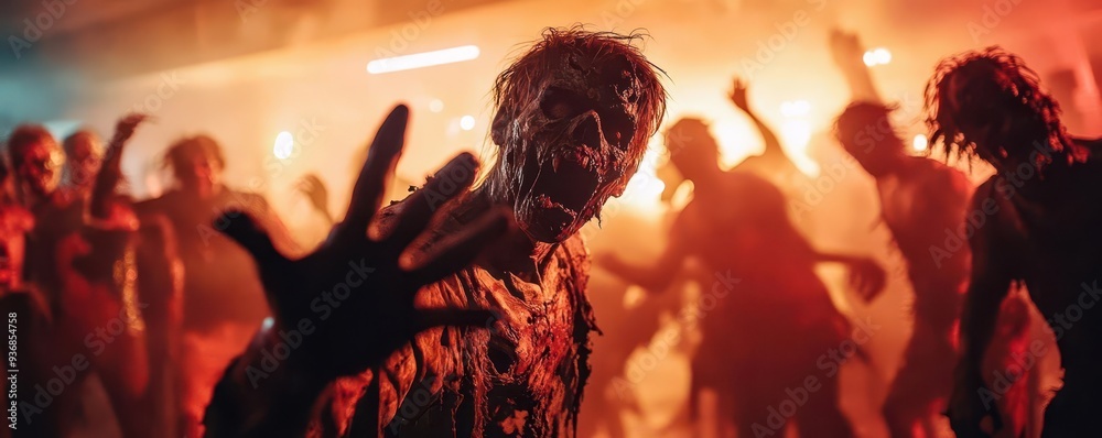 Zombie dance-off with guests dressed as zombies, moving to the beat of ...