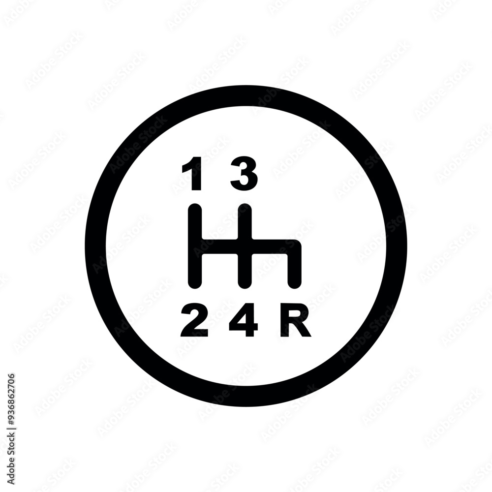 Gear shift icon, manual transmission icon, speed shifter, vector ...