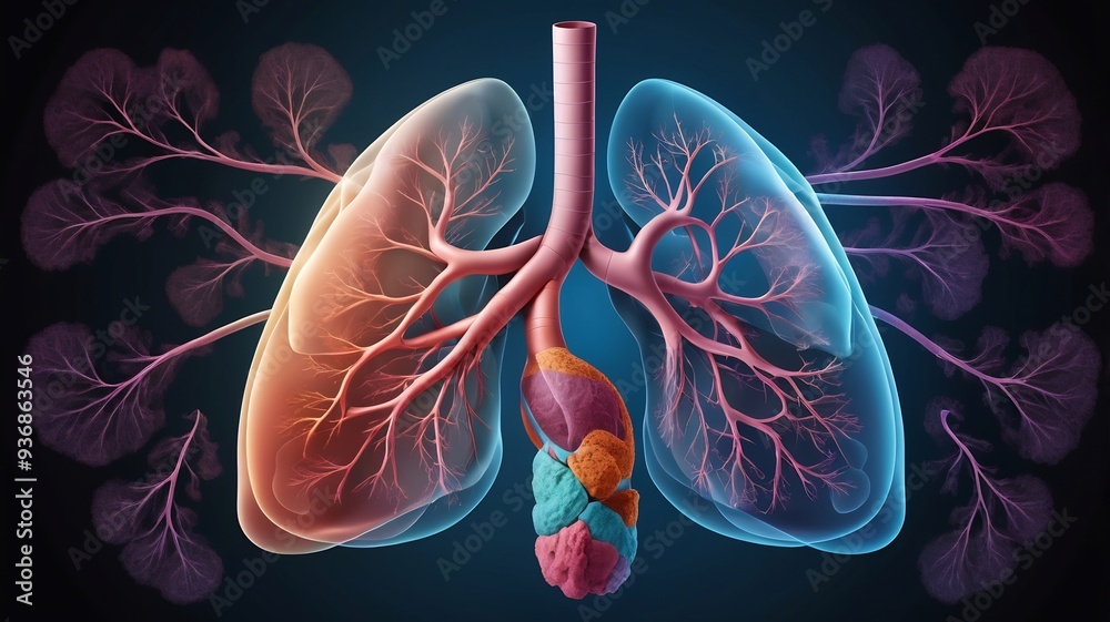 Stylized Dynamic Illustration of the Lymphatic System Featuring Vibrant ...