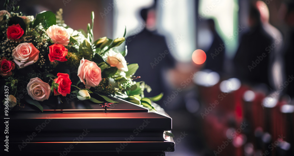 Roses on a Coffin: A Solemn Tribute to a Loved One. Funeral, Mourning ...