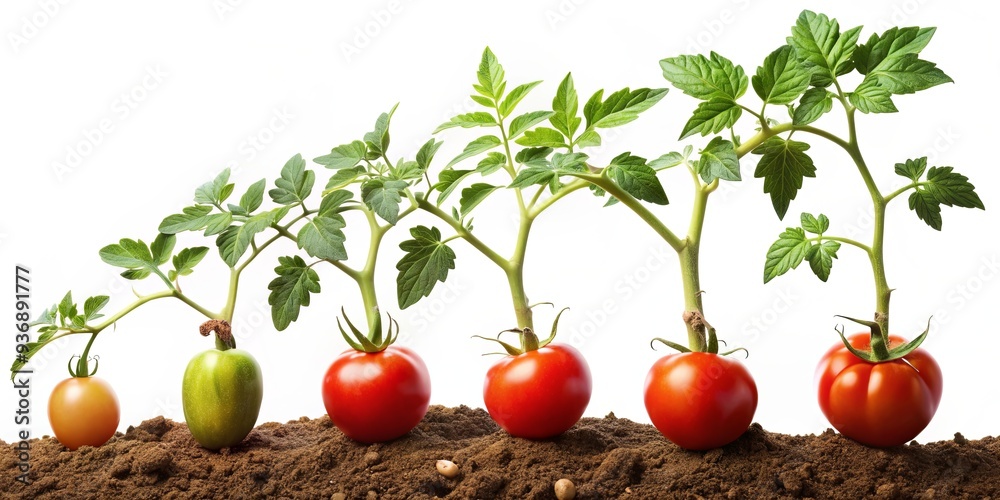 Ilustrace „Tomato plant growth stages, from seed to maturity, tomato ...