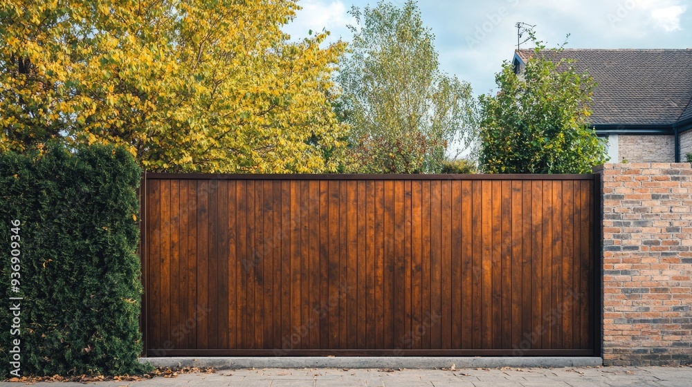 Featheredge garden fence with a concrete foundation and brick wall ...