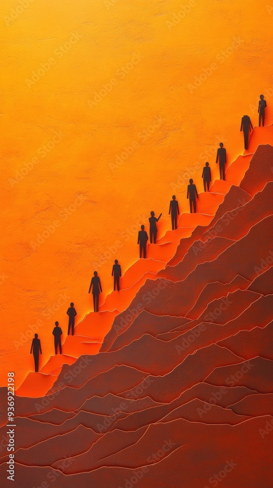 Human development path with leadership symbols, isolated background ...