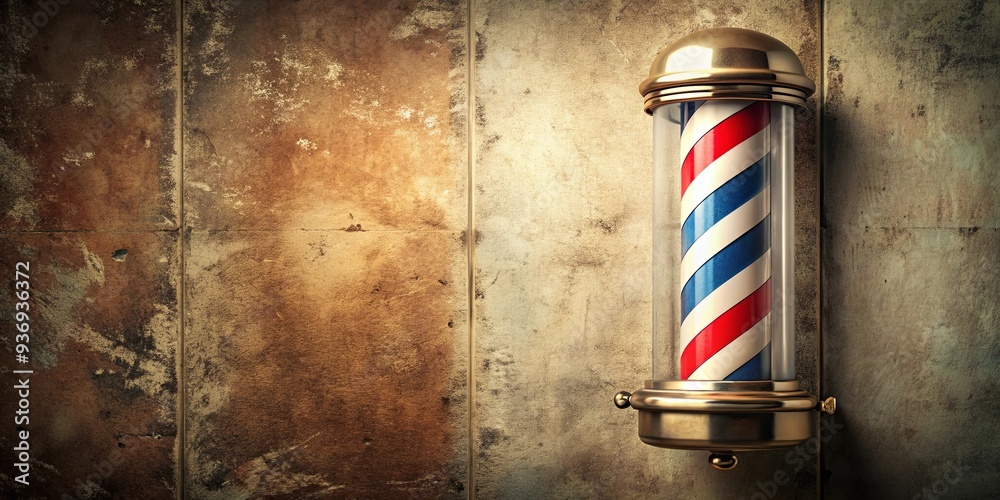 Barber shop pole with red, white, and blue stripes in a vintage ...