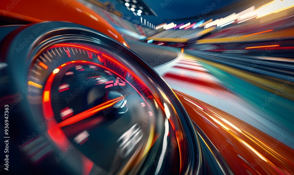 Photo & Art Print Speedometer scoring high speed in a fast motion blur ...