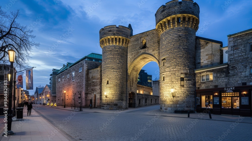 The historic city gate, an iconic landmark that has stood for centuries ...
